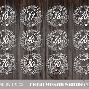 Floral Numbers Svg, Botanical Numbers, Floral Wreath Svg, Laurel Wreath ...