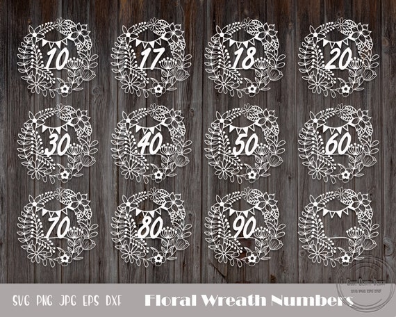 Floral Numbers Svg Botanical Numbers Floral Wreath Svg | Etsy