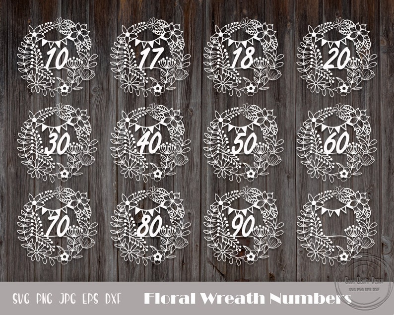 Floral Numbers Svg Botanical Numbers Floral Wreath Svg | Etsy