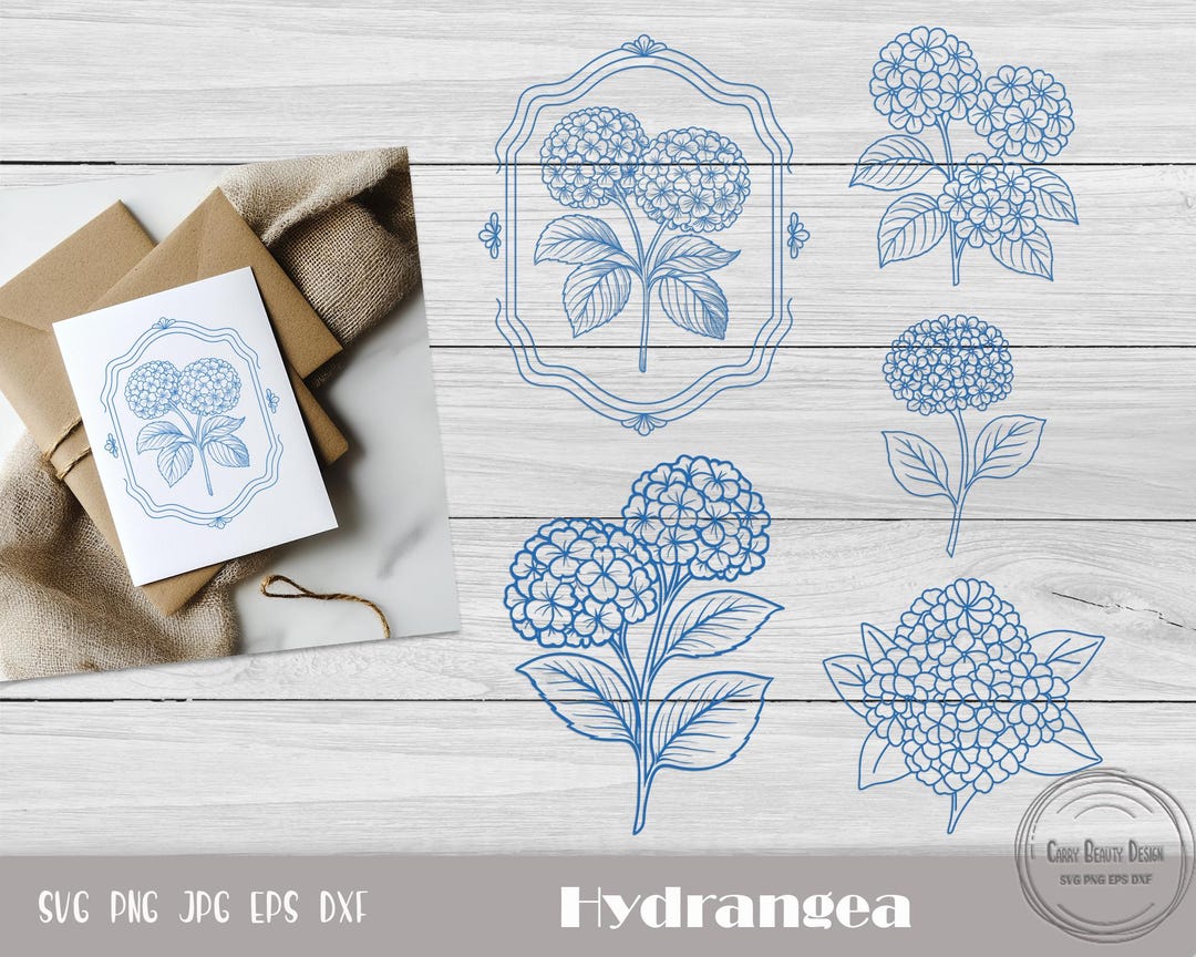 Hydrangea Outline, Hydrangea Flower Svg, Hydrangea Line Art, Hydrangea ...