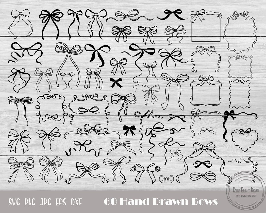Messy Bow Svg, Bow Border, Doodle Dinner Menu, Bow Svg Collection ...