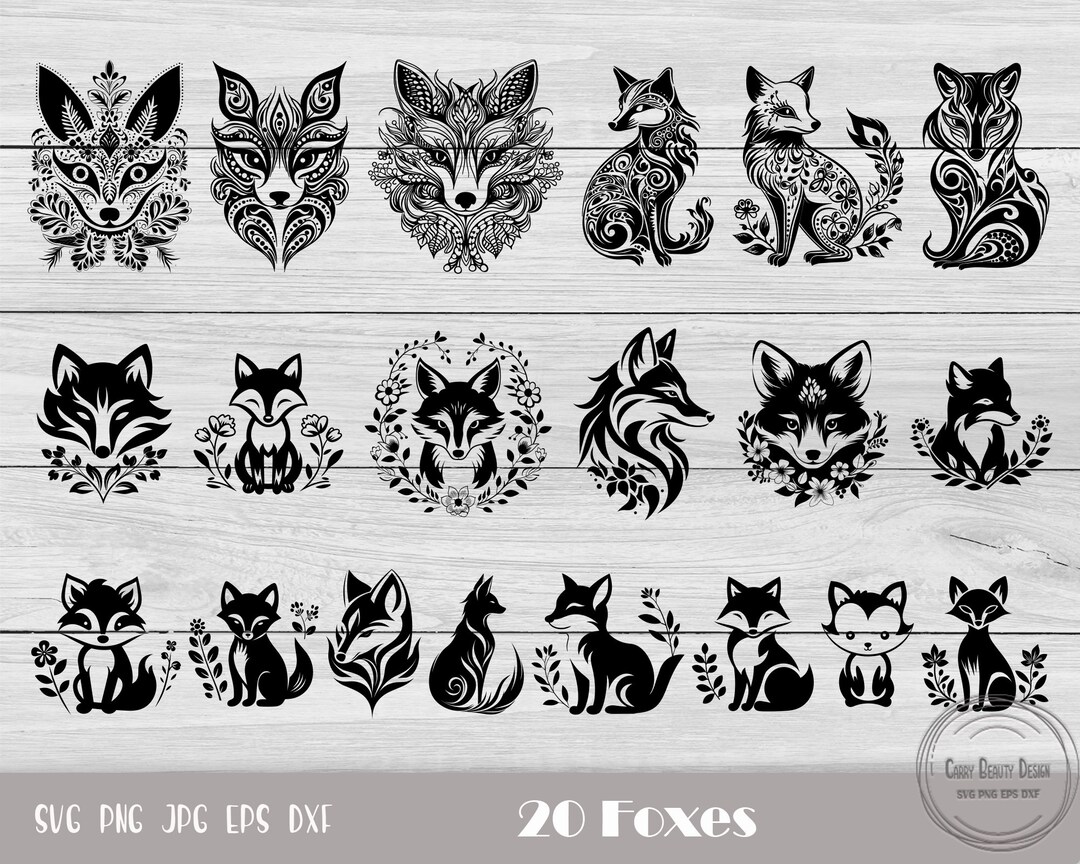 Foxes Svg, Fox Cut Files, Floral Fox Svg, Cute Fox Cut File, Forest ...