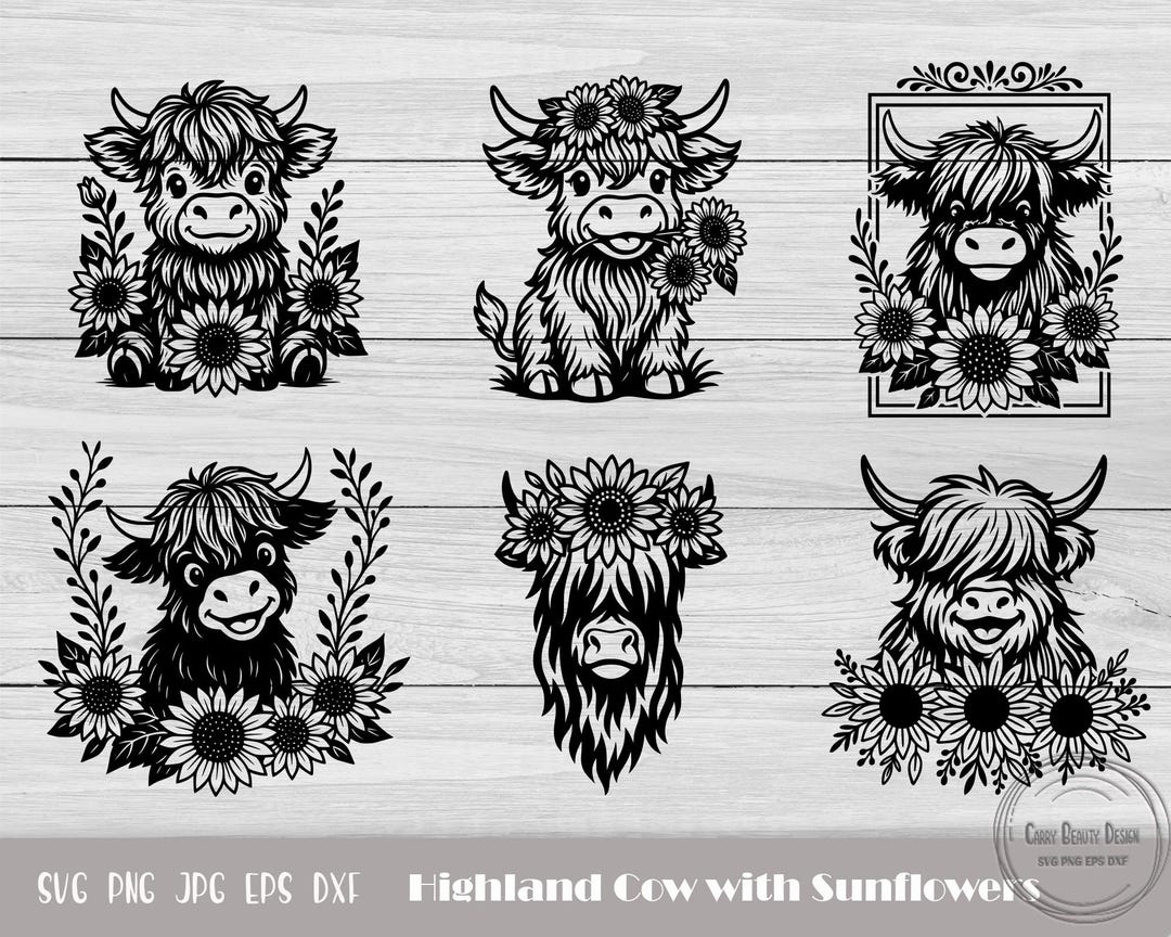 Highland Cow Cutout, Highland Cow Eps, Baby Cow Cut File, Cow Svg ...