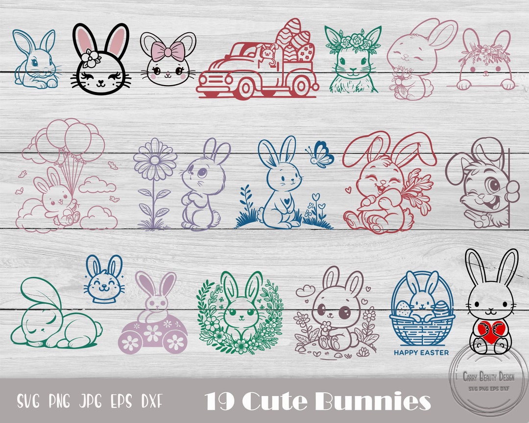 Cute Easter Bunny Svg, Bunny Rabbit Svg, Floral Bunny Svg, Funny Easter ...