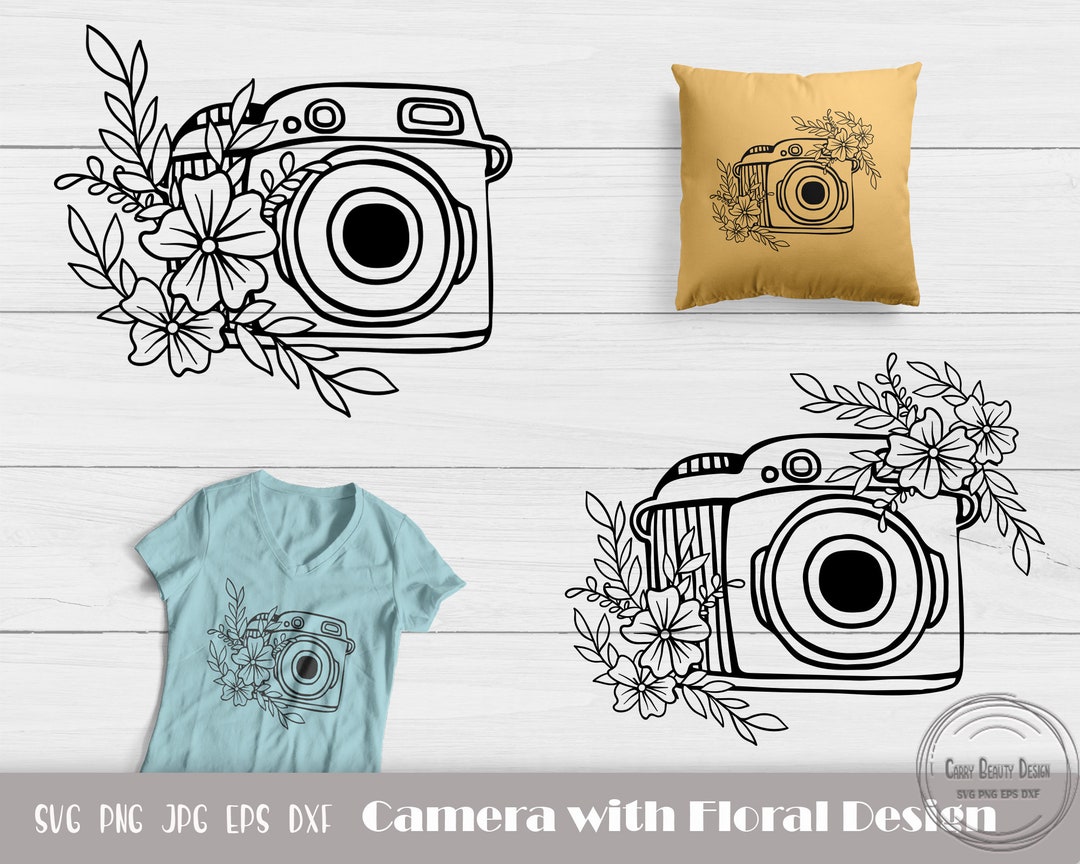 Camera Flowers Svg, Camera Floral Svg, Flower Camera Svg, Photographer ...