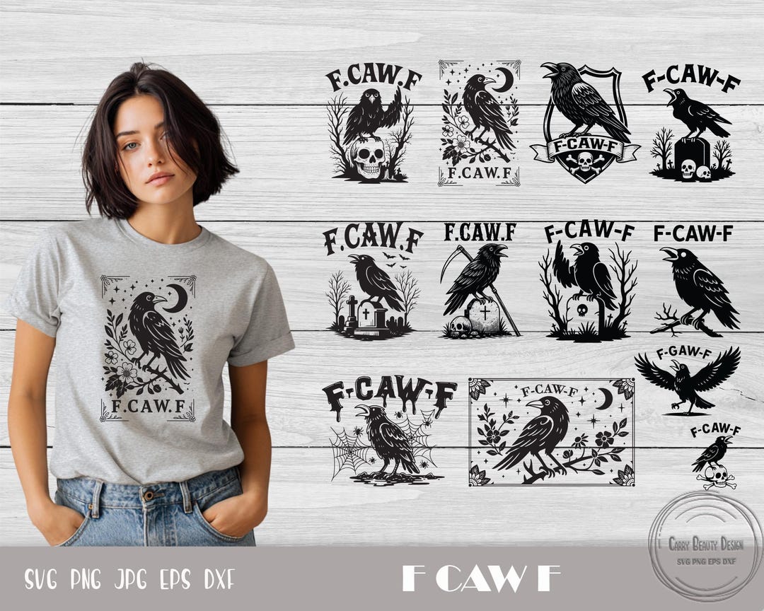 Corw Png, Merry F-caw-f, Raven Dtf Print, Retro Crow Svg, F-caw-f Png ...