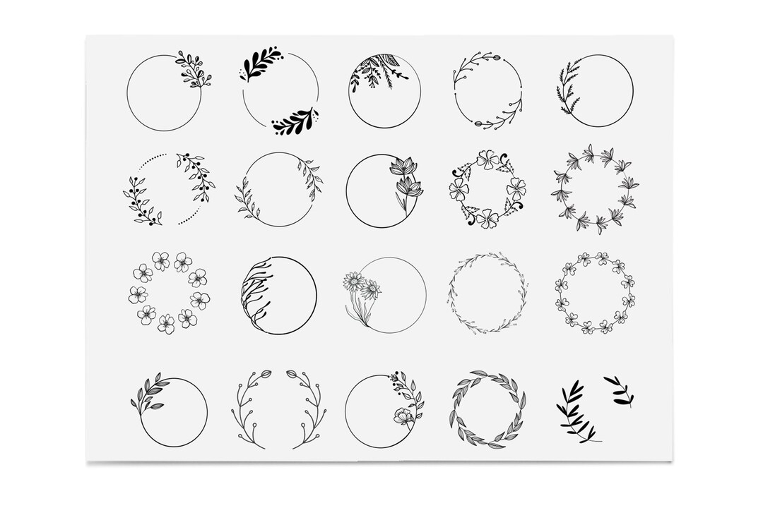 Floral Wreath, Flower Monogram Svg, Hand Drawn Wreath, Flower Wreath ...