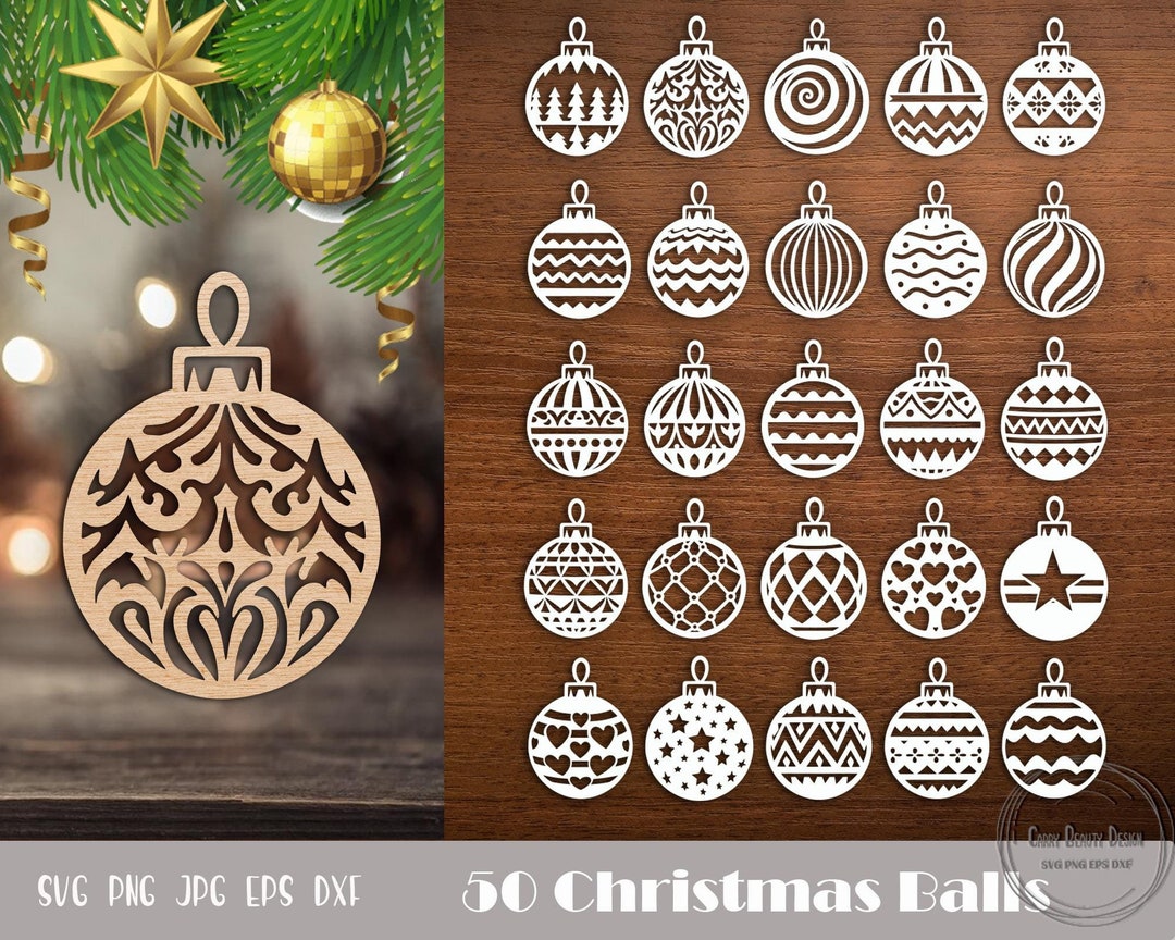 Tree Decor Laser Cut, Wood Bauble Svg, New Year Ball Dxf, Christmas ...