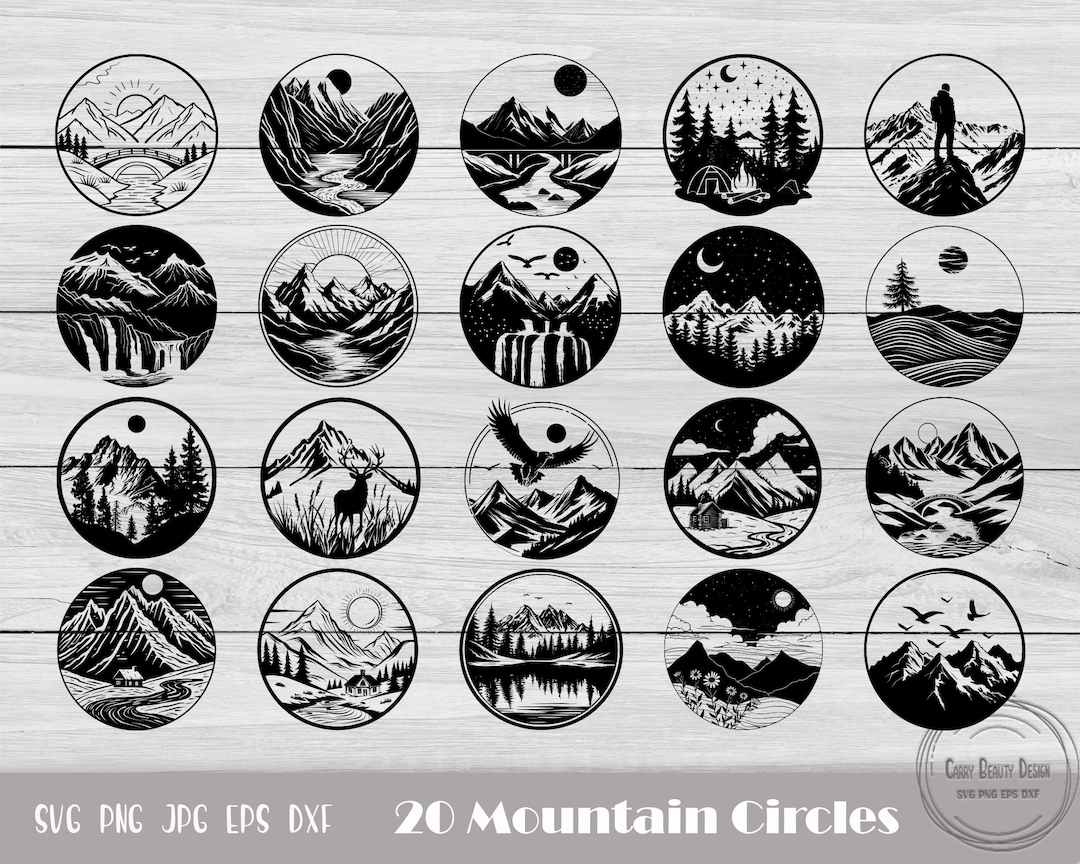 Mountain Circle Svg, Travel Outdoor Svg, Mountain Forest Svg, Camping ...