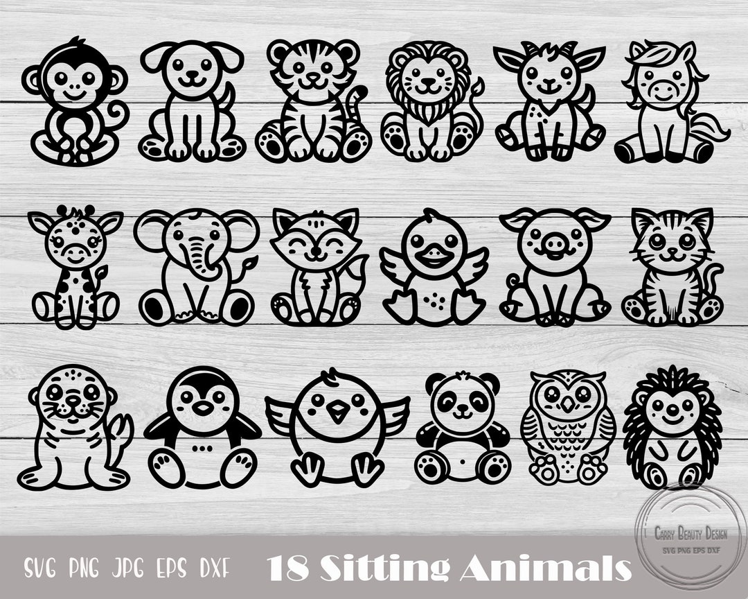 Sitting Animals, Safari Animal Svg, Cute Animal Svg, Woodland Animals ...