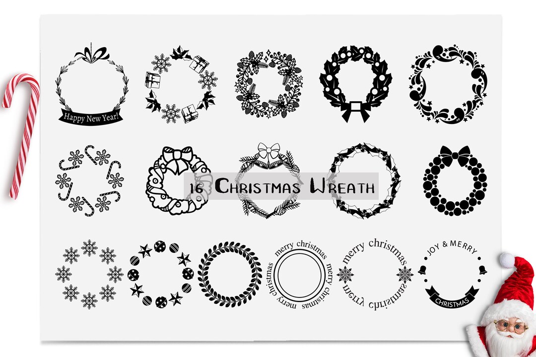 Holly Wreath Svg, Christmas Wreath Svg, Christmas Frame Svg, Christmas ...
