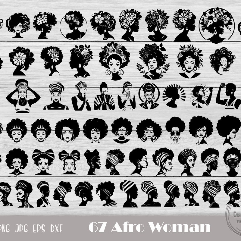 Afro Woman Svg - Etsy