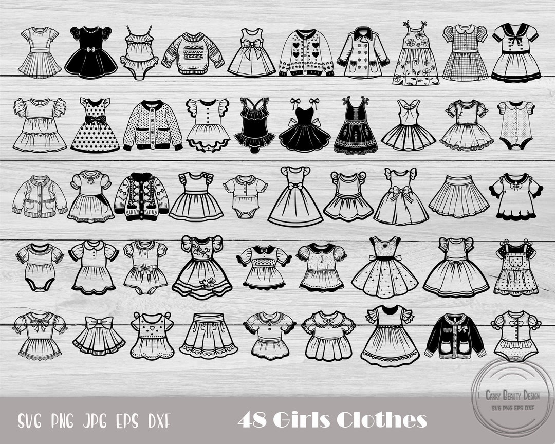 Baby Clothes Svg, Baby Girl Svg, Fashion Clipart, Baby Girl Dress Svg ...