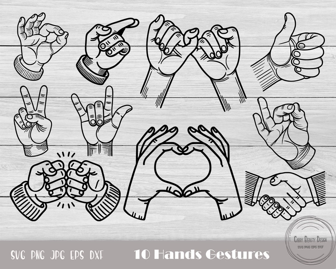 Hand Gestures Svg, Pinky Promise Svg, Finger Heart, Pinched Fingers ...