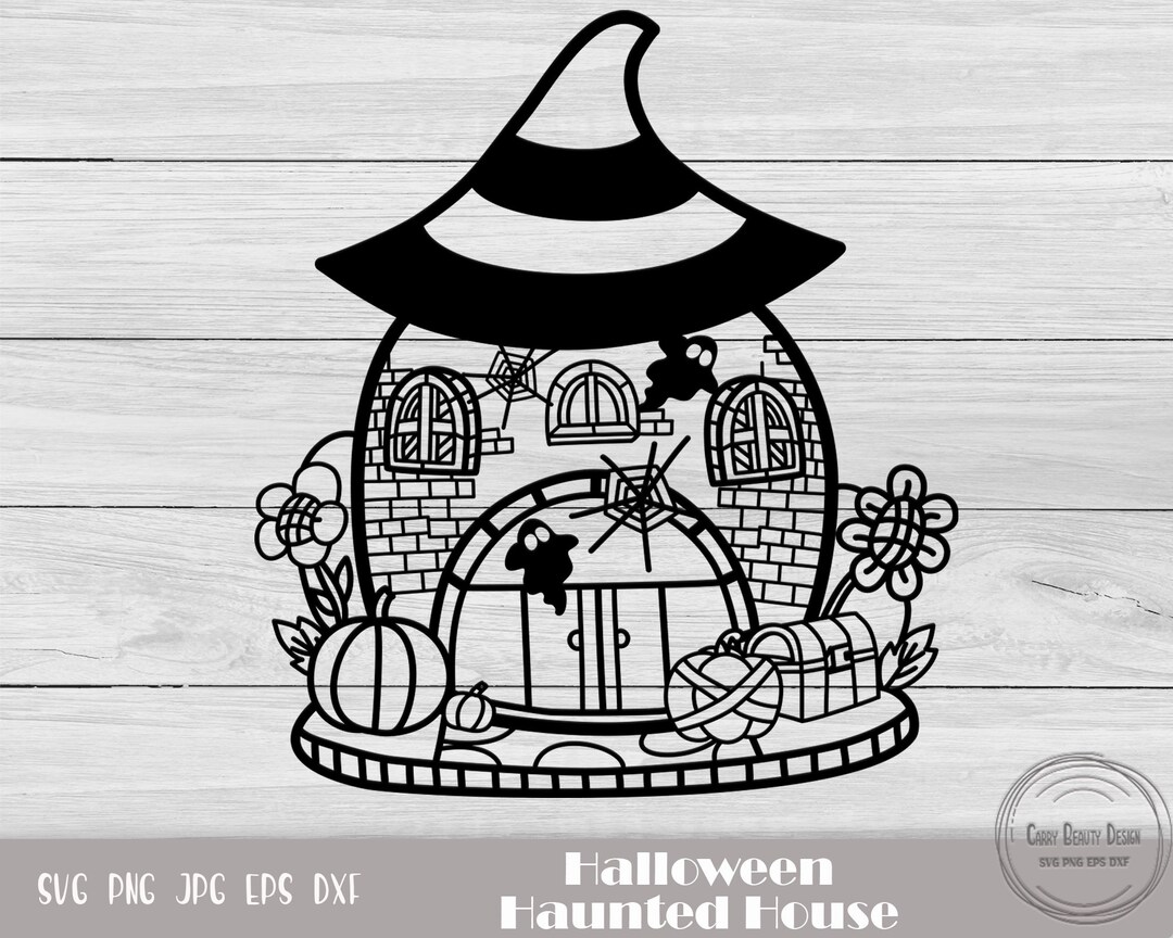 Haunted House Svg, Halloween Clipart, Trick or Treat Svg, Halloween Cut ...