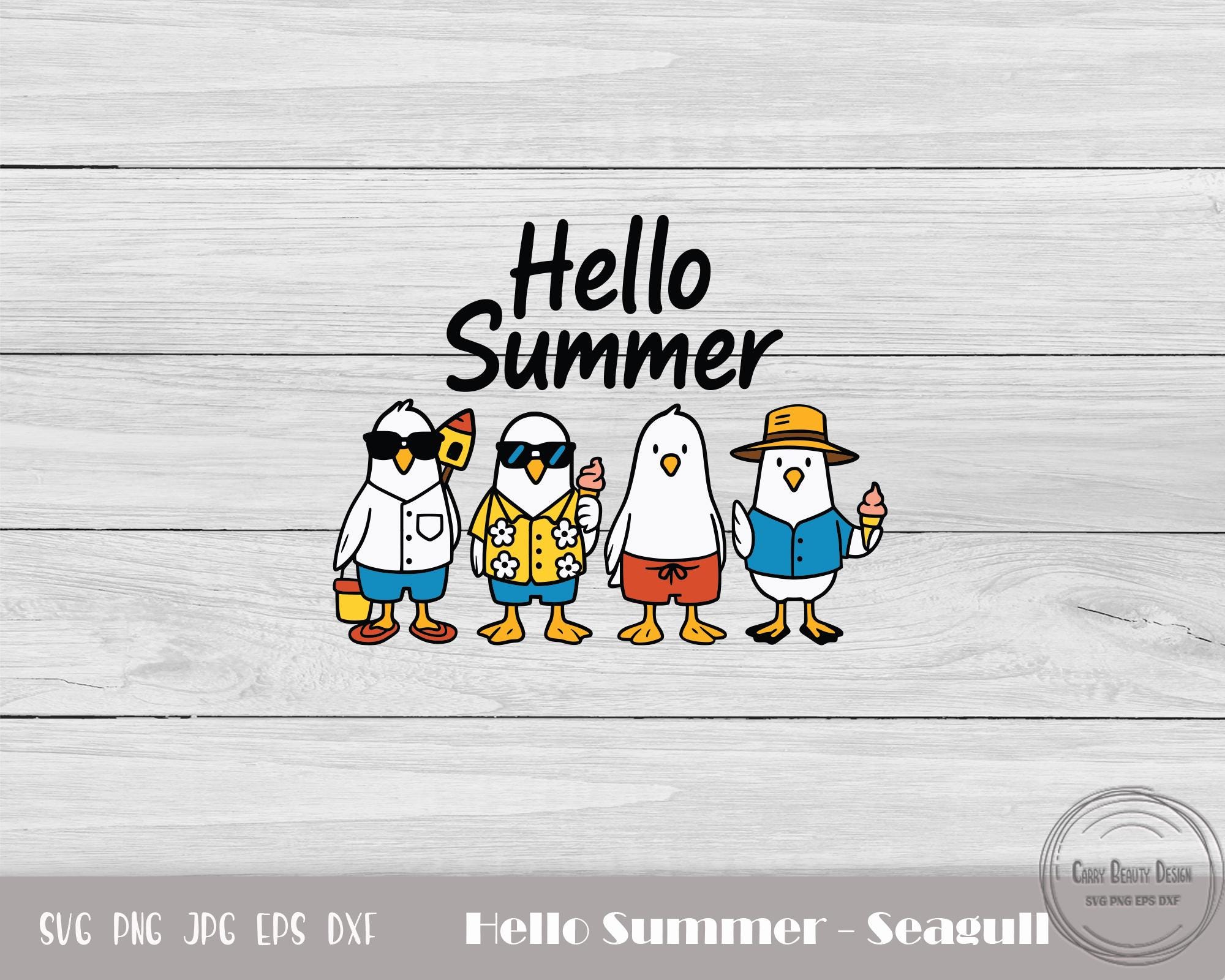 Hello Summer Clipart, Plotter File Seagull, Clipart Seagull, Seagull ...