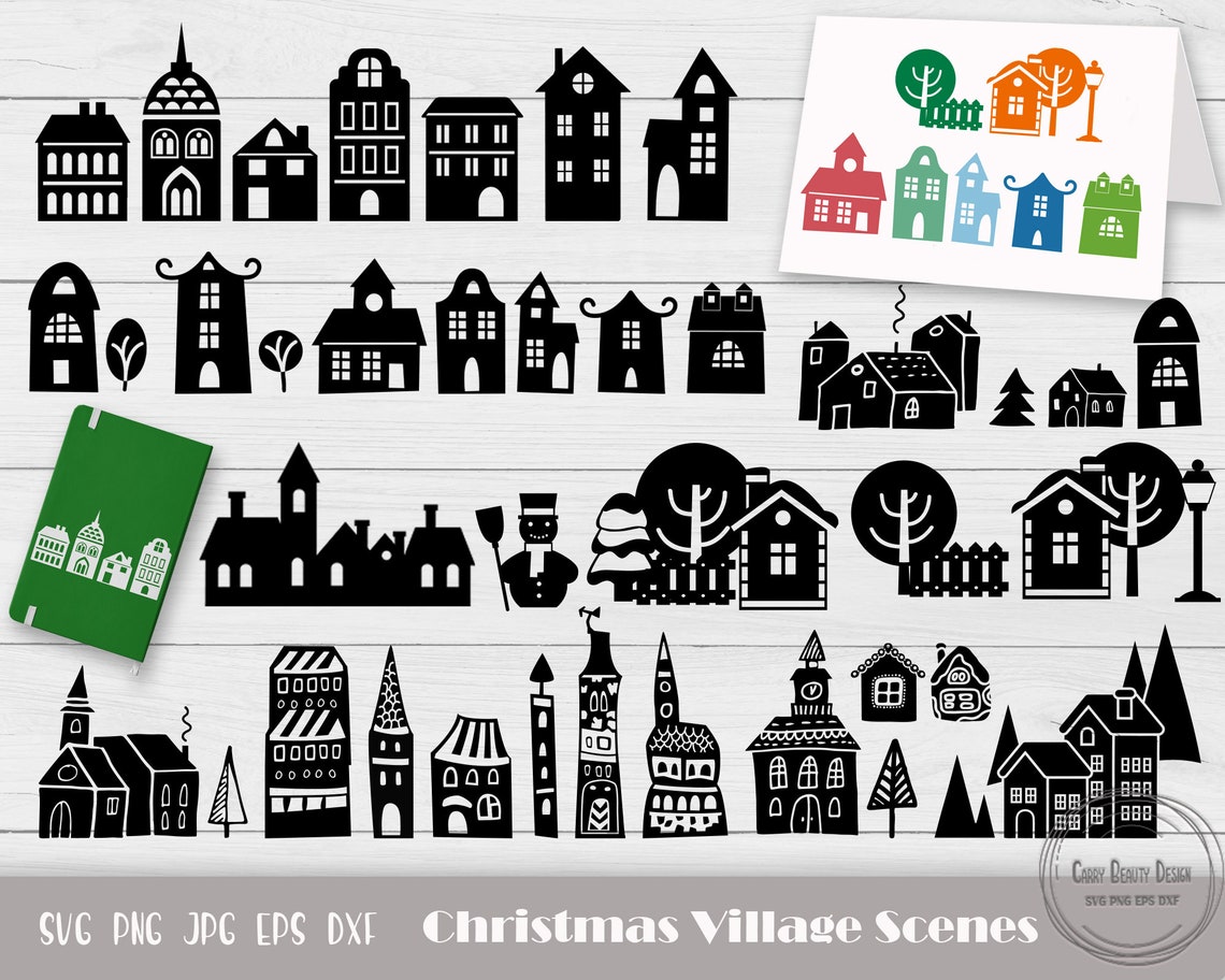 Christmas Village Christmas House Svg Christmas House Svg - Etsy