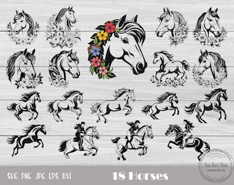 Horse Svg Bundle, Floral Horse Svg, Horse Cut File, Horse Clipart ...