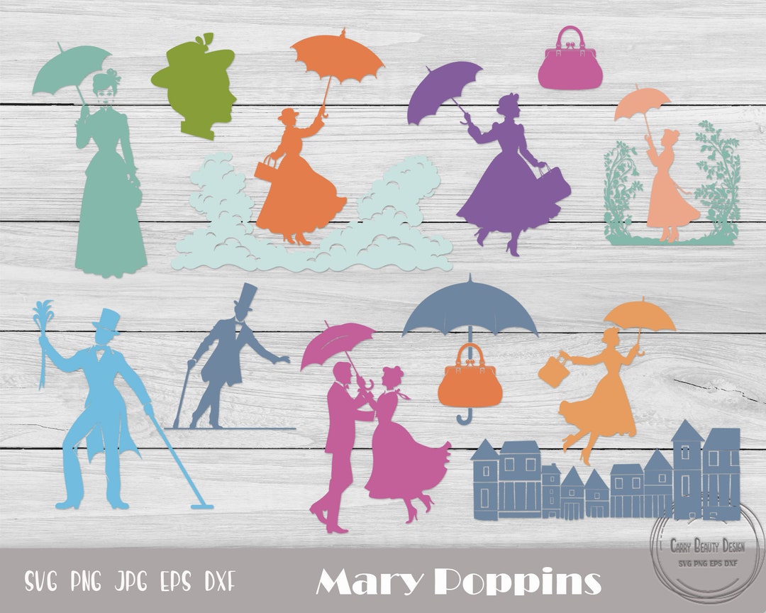 Mary Poppins Svg, Mary Poppins Clipart, Mary Poppins Vector, Poppins ...