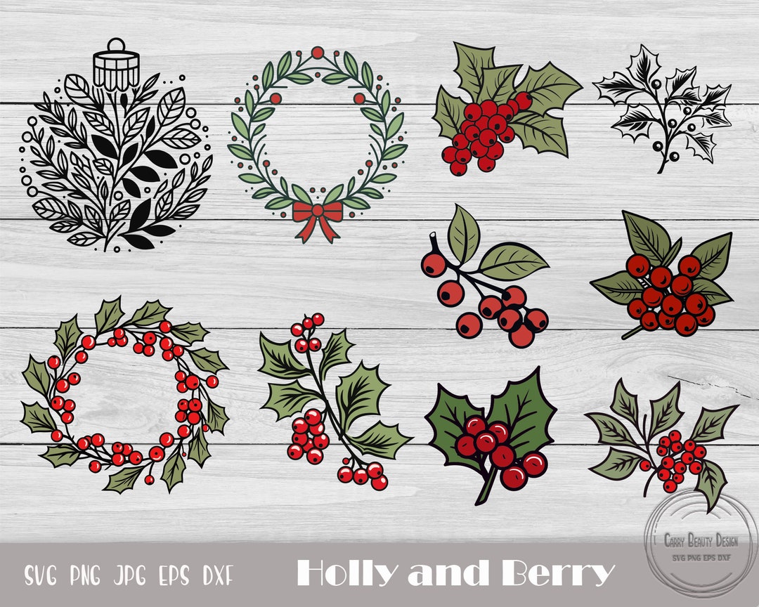 Holly Berry Svg, Christmas Holly Svg, Holly Wreath Svg, Holly Berry ...