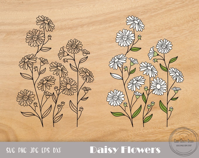 Daisy SVG, PNG Daisy Clipart, Printable Flowers, Line Art Daisy ...