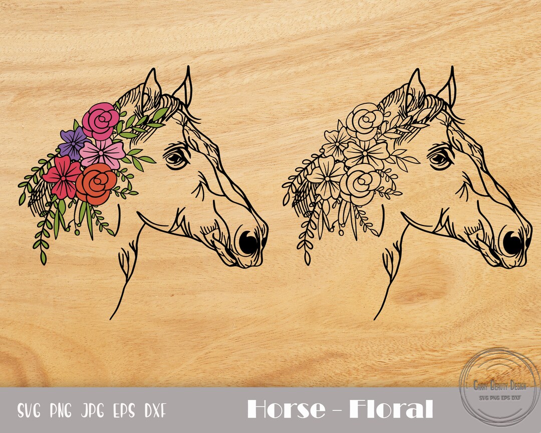 Floral Horse Svg, Floral Horse Shirt, Horse With Flowers, Farmhouse Svg ...