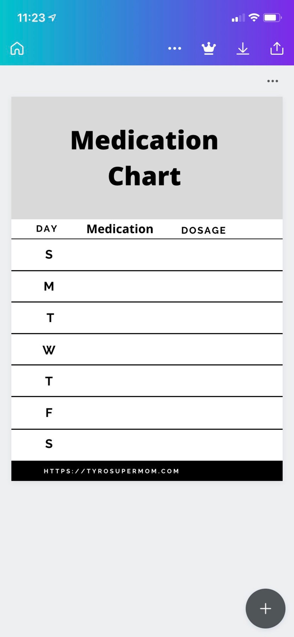 Medication Chart - Etsy