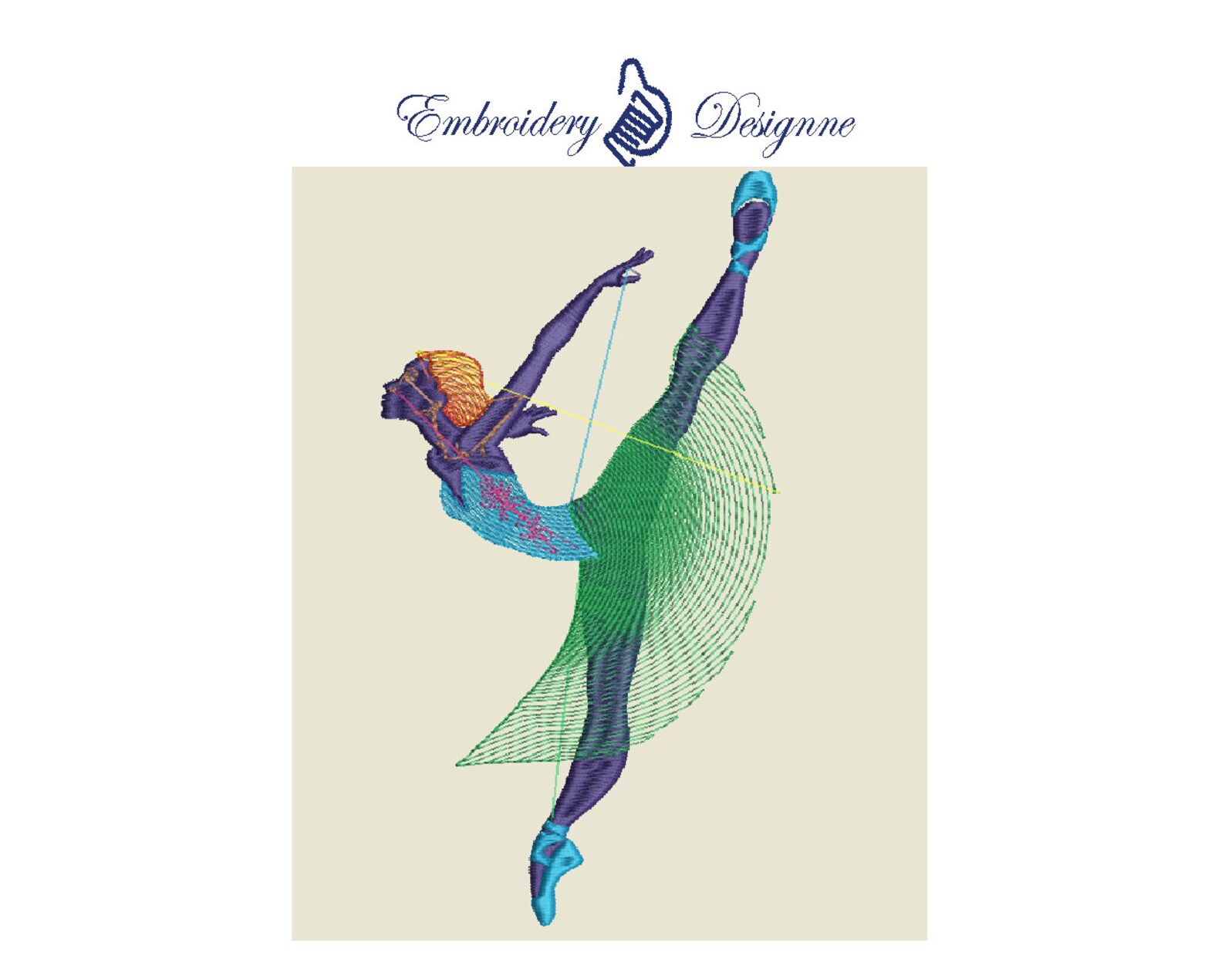 Handmade Machine Embroidery Design, Embroidery Ballet Dance Design ...