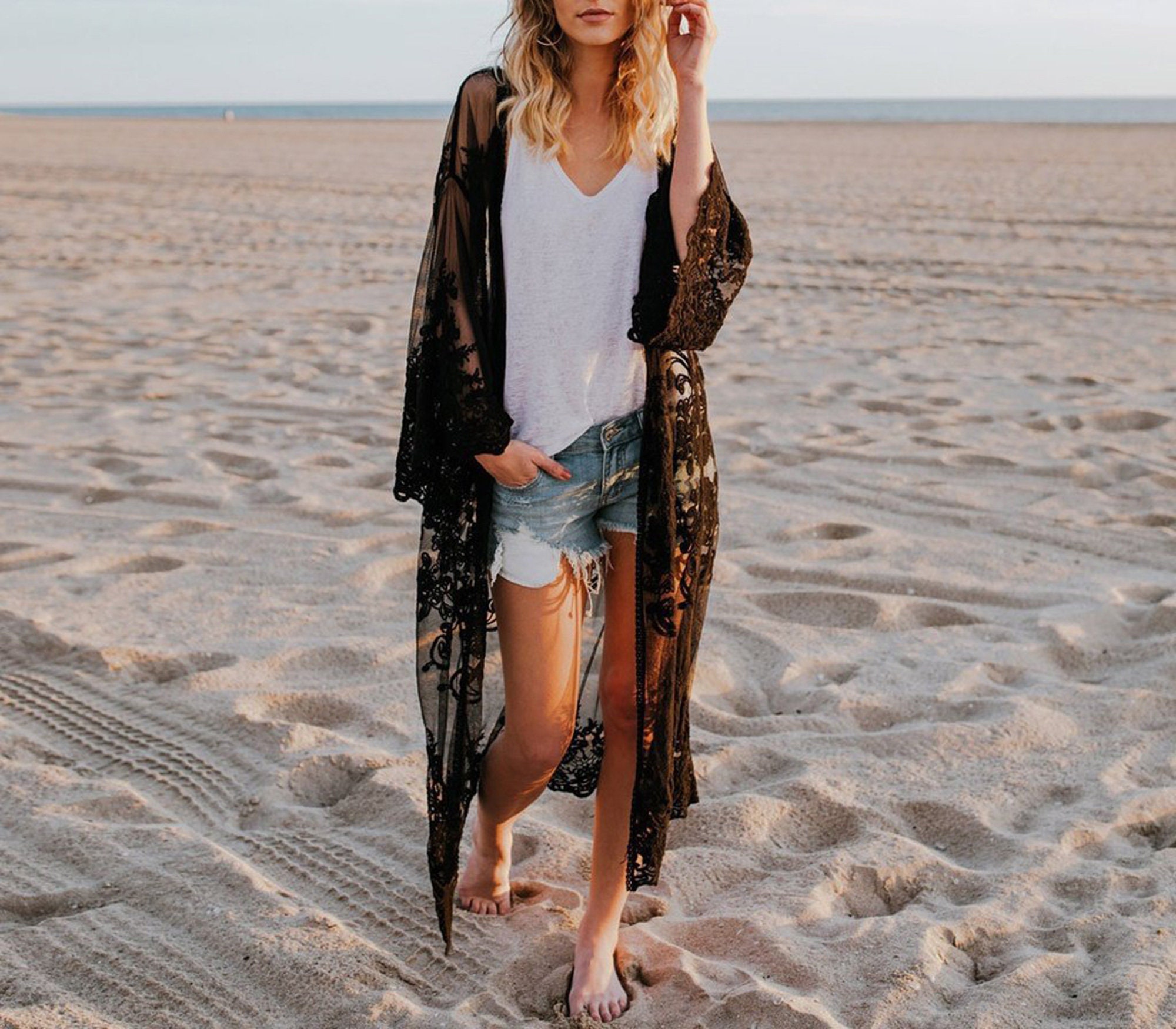 Bridal Lace Robe Boho Lace Kimono Bohemian Lace Cardigan - Etsy Canada