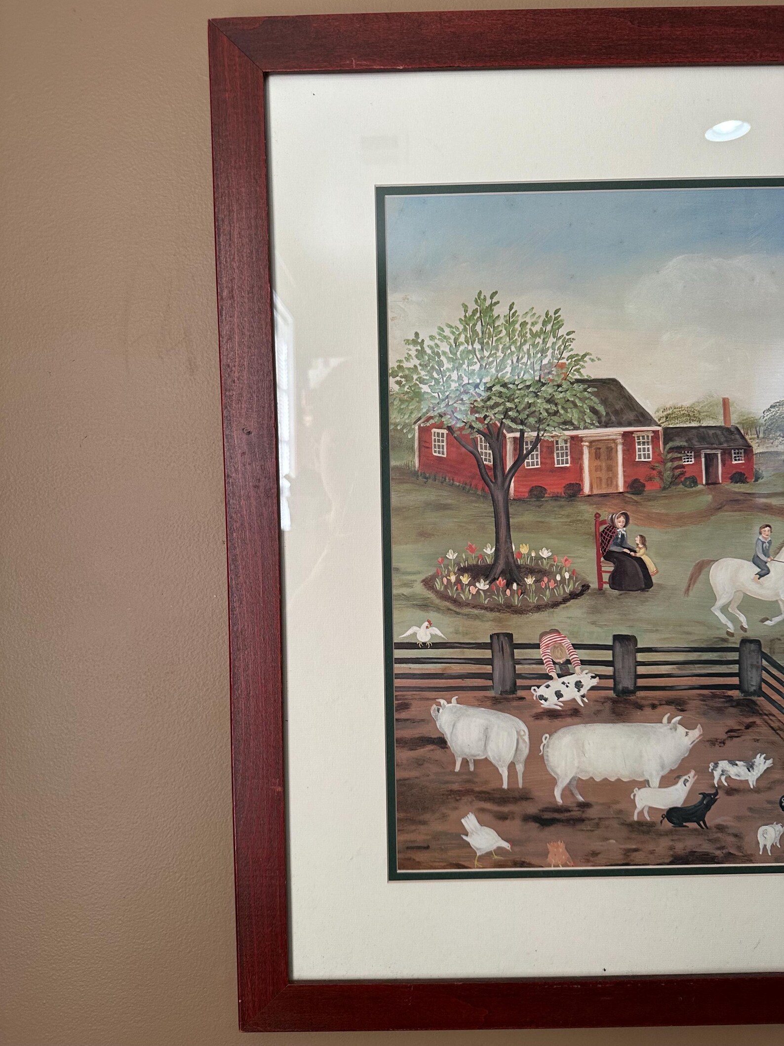 Down on the Farm by Martha Cahoon, Vintage Country Farm Scene - Framed ...