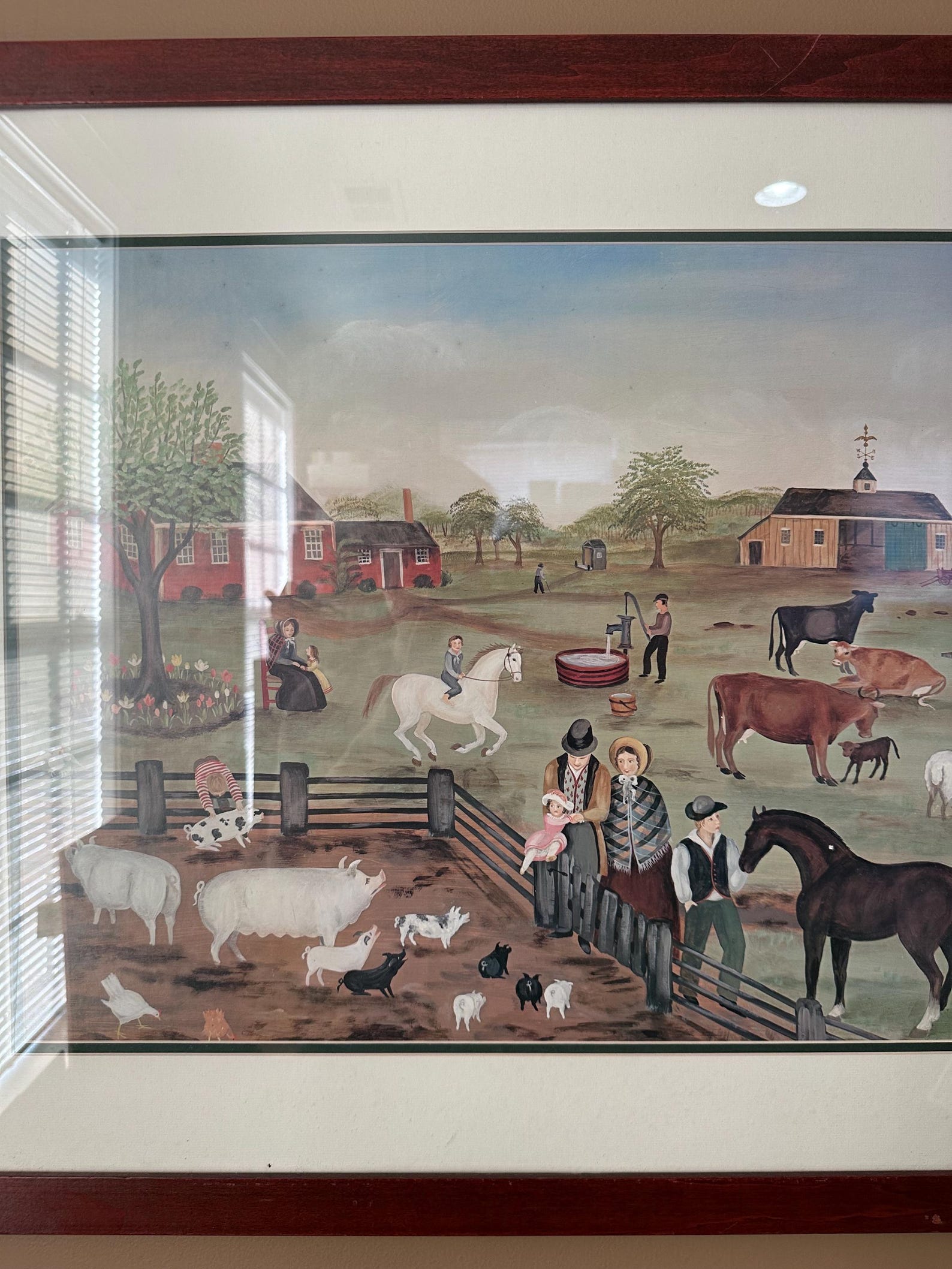 Down on the Farm by Martha Cahoon, Vintage Country Farm Scene - Framed ...