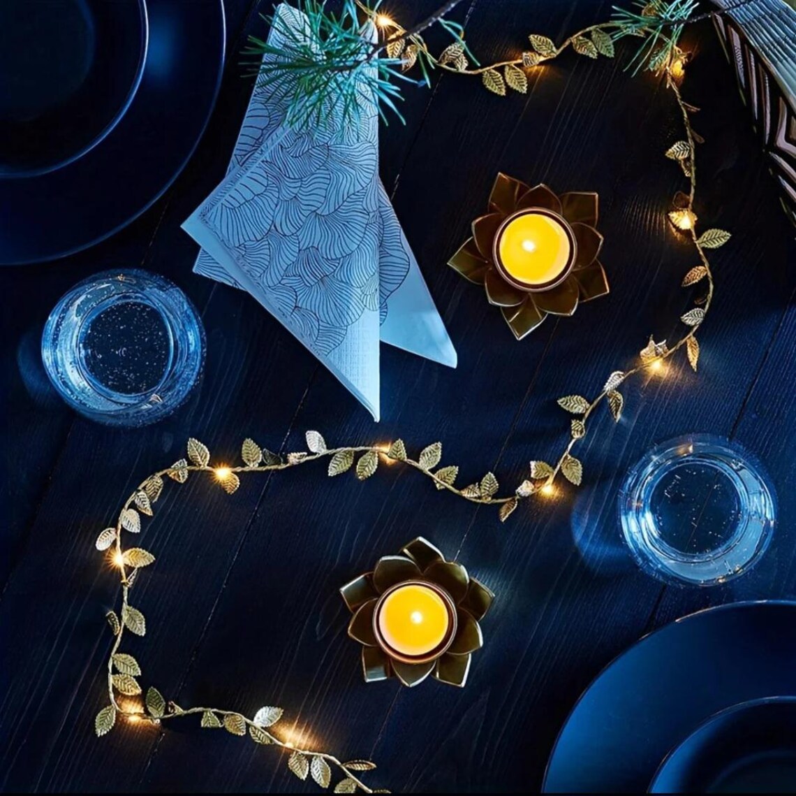 Gold Leaf Fairy String Lights: Table Centerpiece, Warm White LED ...