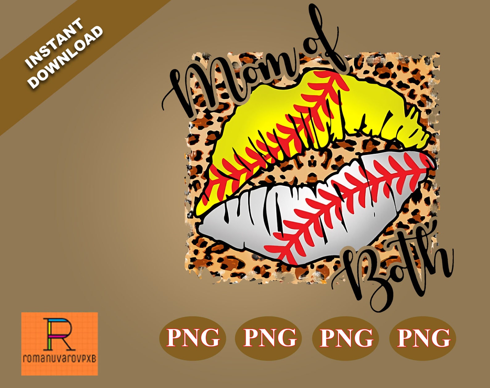 Mom Of Both Baseball Softball Lips Leopard Png T Shirt Etsy
