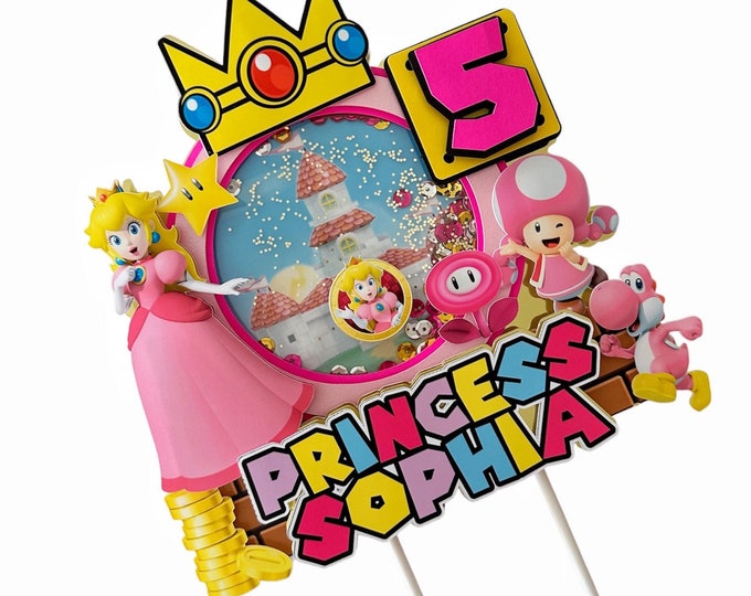 Princess Peach Cake Topper, Super Mario Princess Cake Topper, Shaker ...