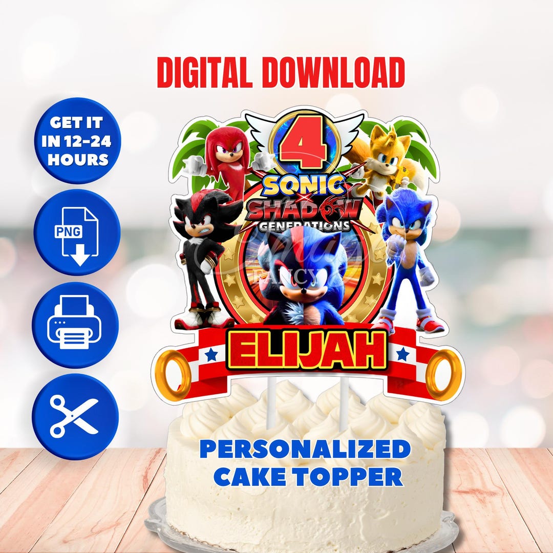 Digital Download Shadow and Sonic Cake Topper. - Etsy