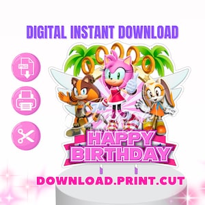 Topper de pastel imprimible Amy Rose. Topper de Pastel Imprimible de ...