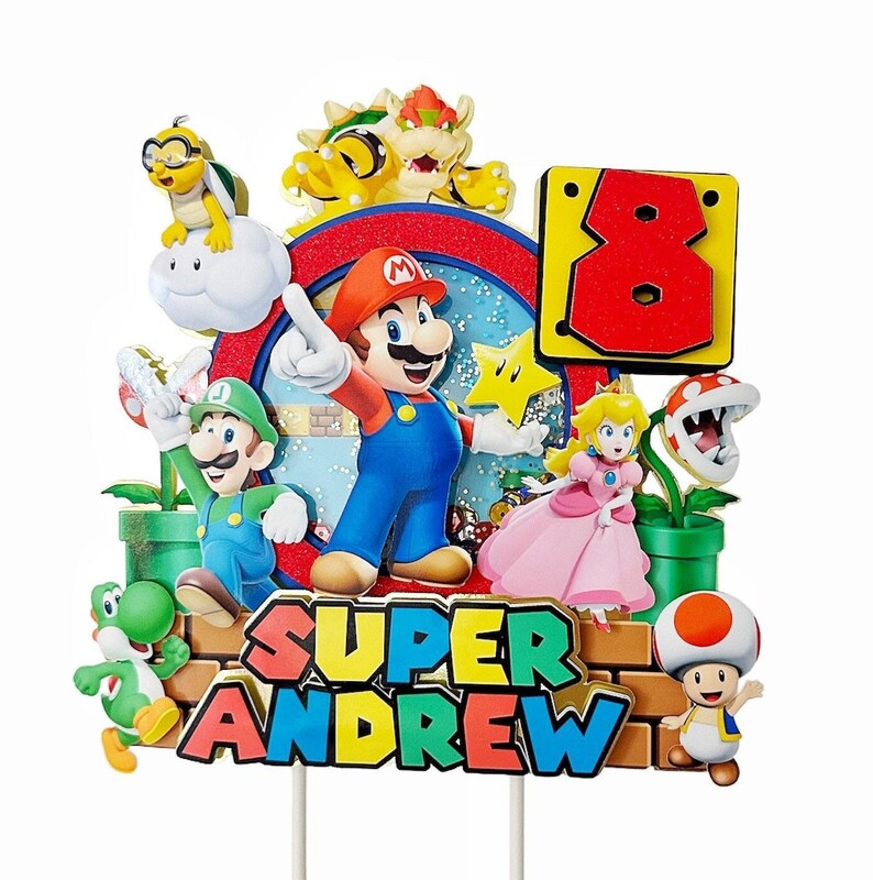 Super Mario Cake Topper Mario Cake Topper Shaker con luces - Etsy España