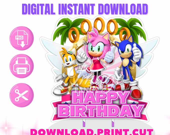 Amy Rose Cake Topper | Sonic Character Cake Topper | Girl Birthday Cake ...