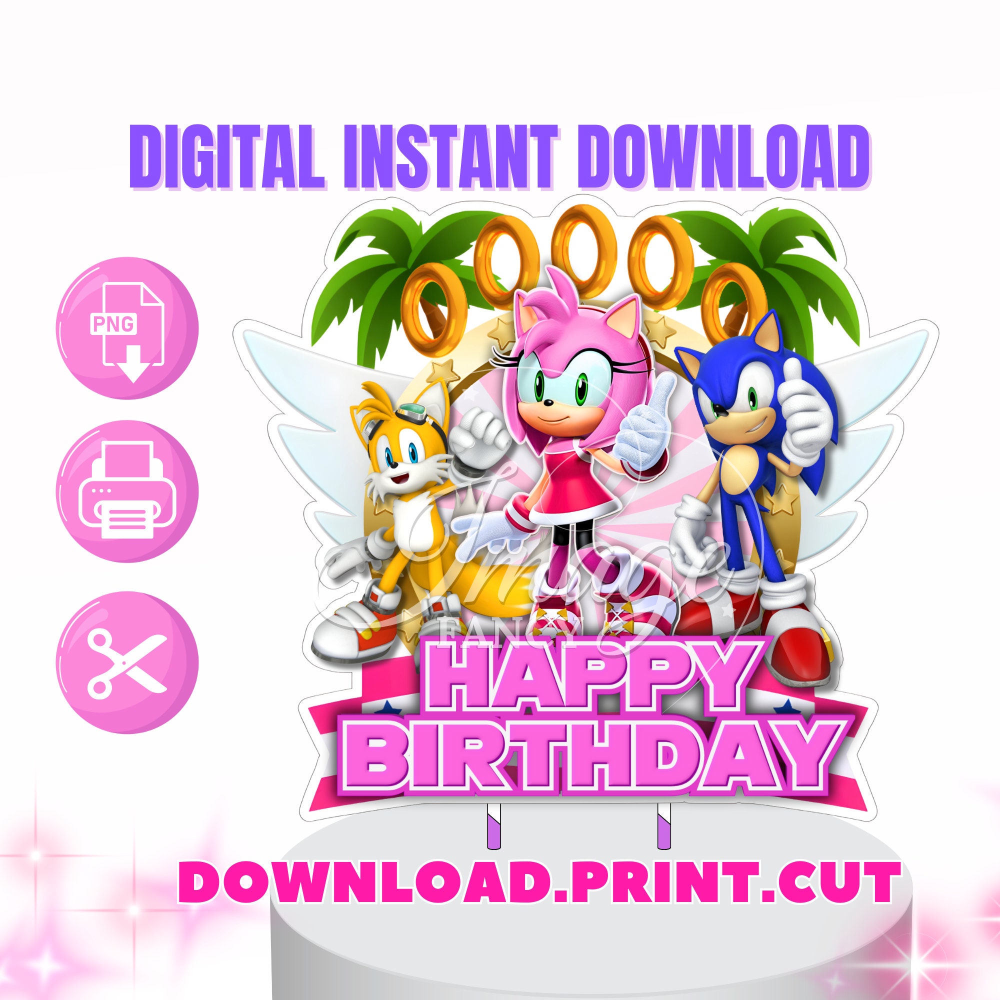 Amy Rose Printable Cake Topper. Sonic Printable Cake Topper for Girl ...