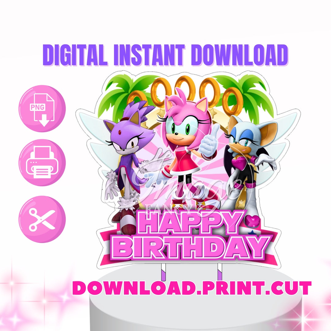 Amy Rose Printable Cake Topper. Sonic Printable Cake Topper for Girl ...