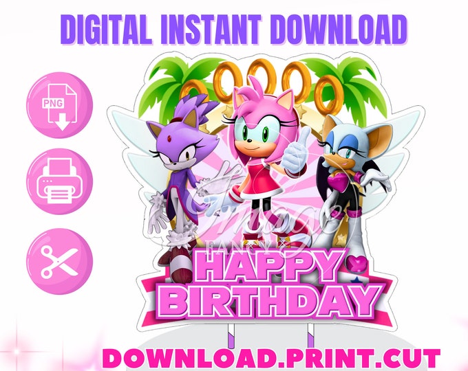 Amy Rose Printable Cake Topper. Sonic Printable Cake Topper for Girl ...