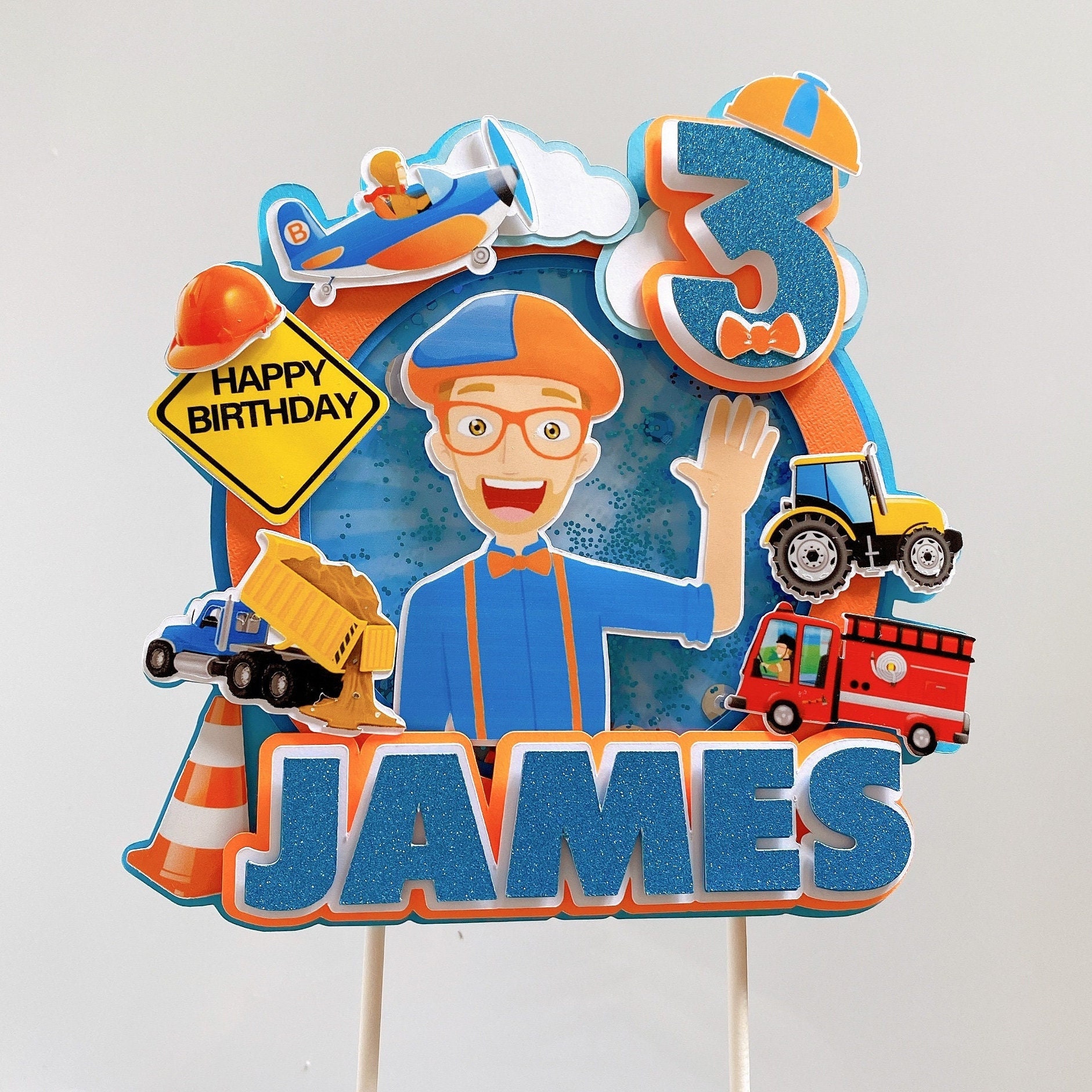 Blippi Cake Topper Blippi Shakerled Lights Cake Topper Etsy Hong Kong