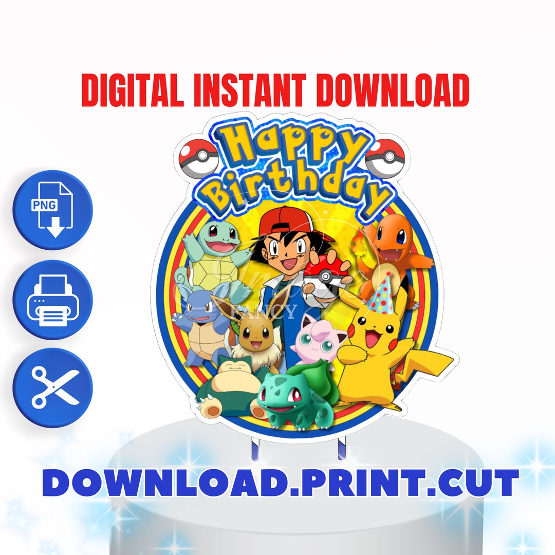 Pokemon Printable Cake Topper. DIGITAL Pokemon Cake Topper. - Etsy