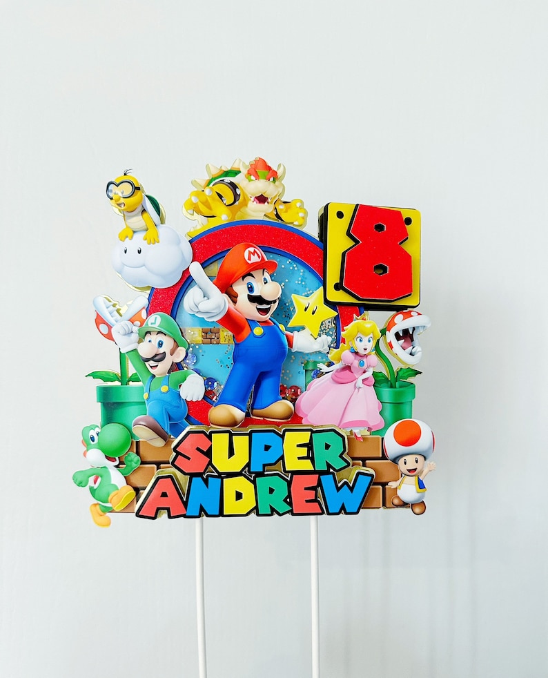 Super Mario Cake Topper Mario Cake Topper Shaker con luces - Etsy España