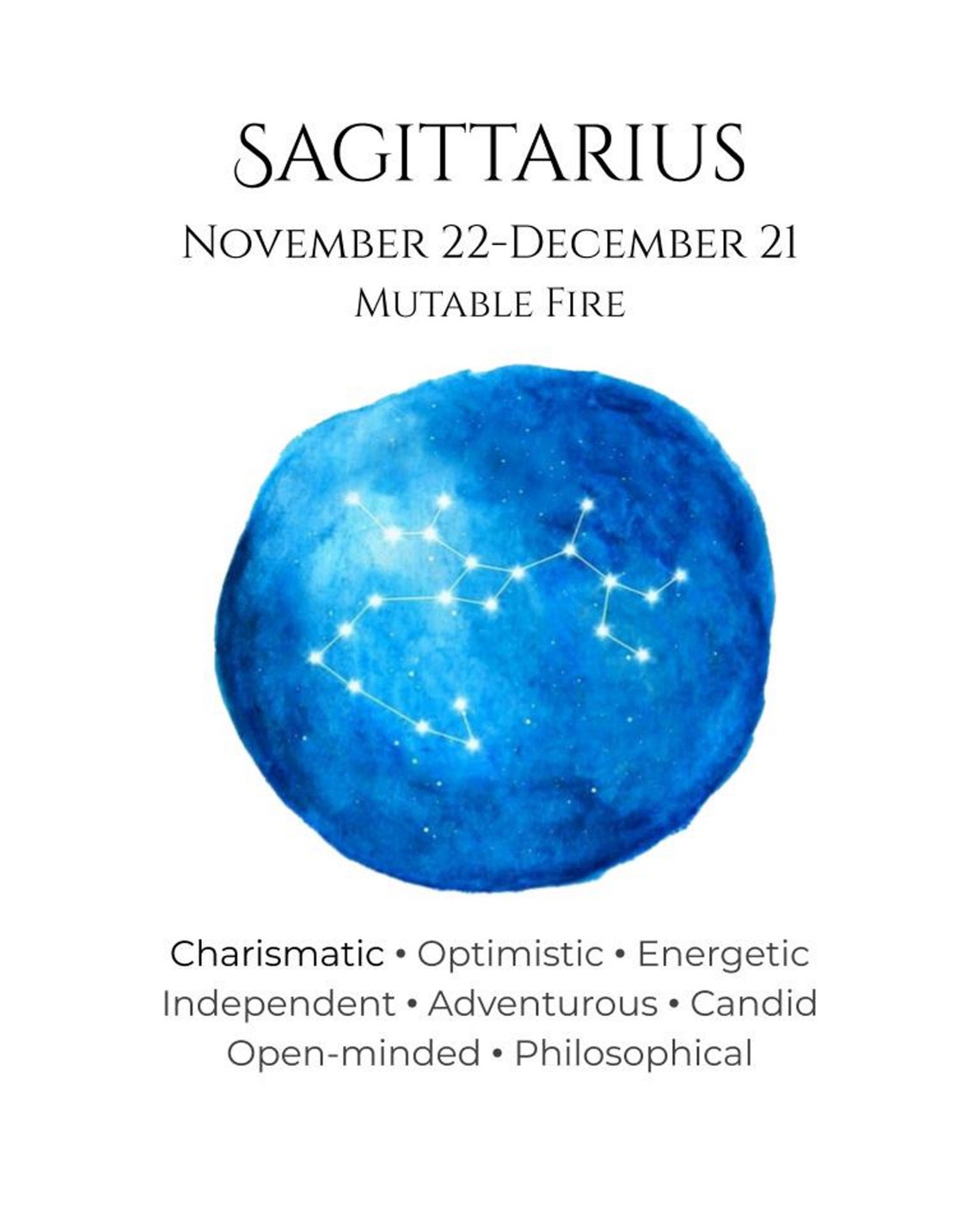 Sagittarius sun sign wall art Positive Sagittarius qualities | Etsy