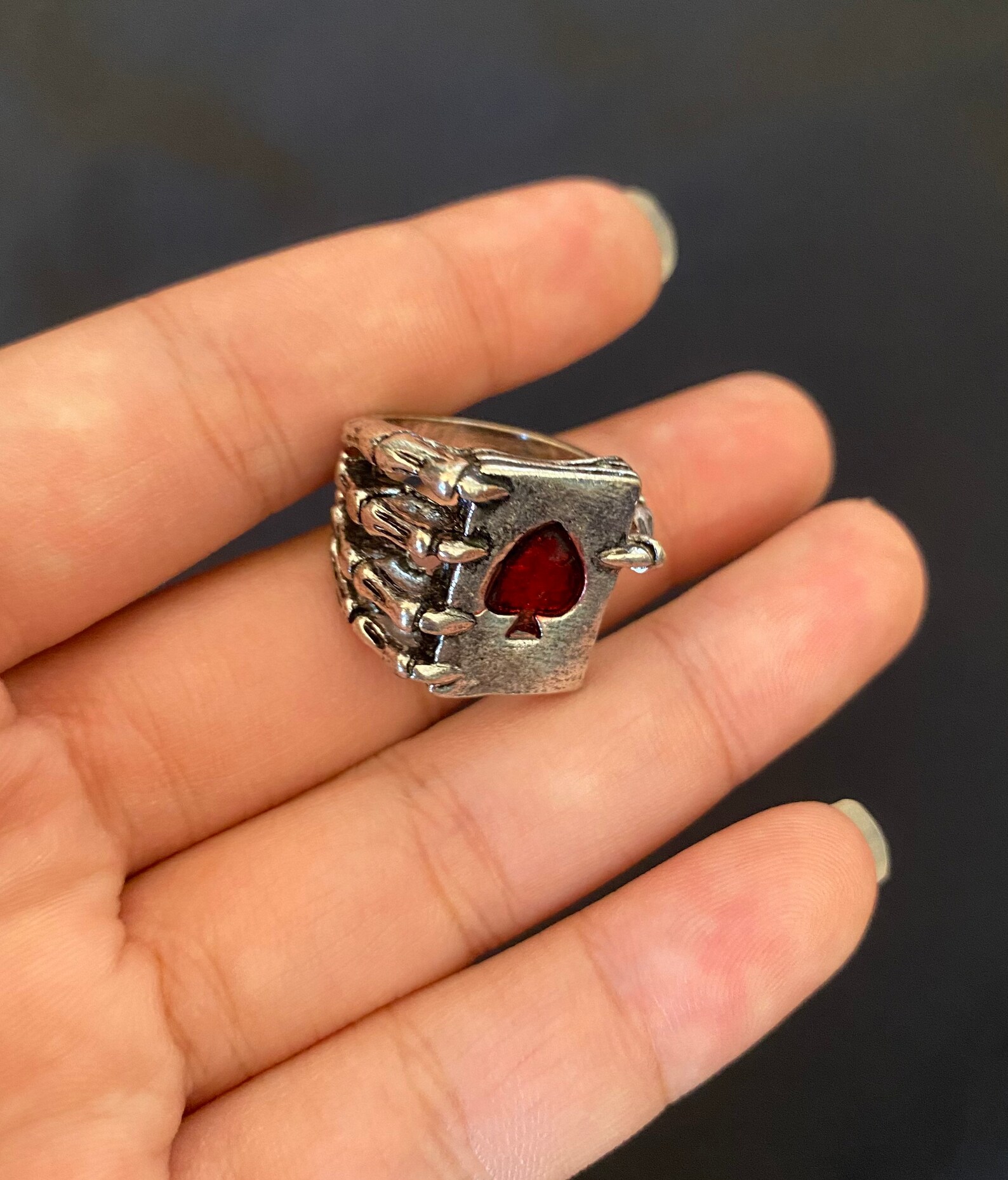 Playing Card Ring Poker Ring Gothic Silver Playing Card | Etsy