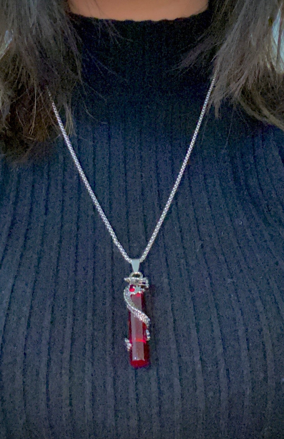 Red Dragon Pendant Necklace - Etsy