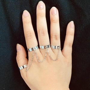 Four Finger Chain Rings | Adjustable Chain Linked Cuff Rings - Etsy