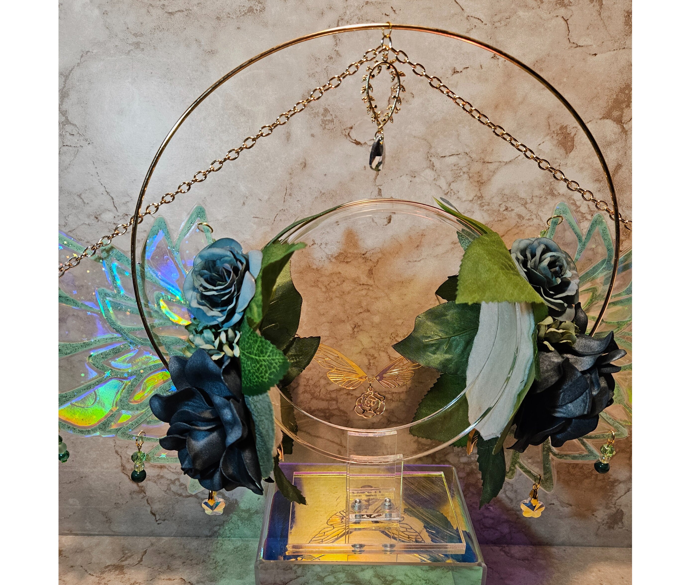 Light Green Briar Floral Crown Gold Halo Crown Pastel Green Flower ...