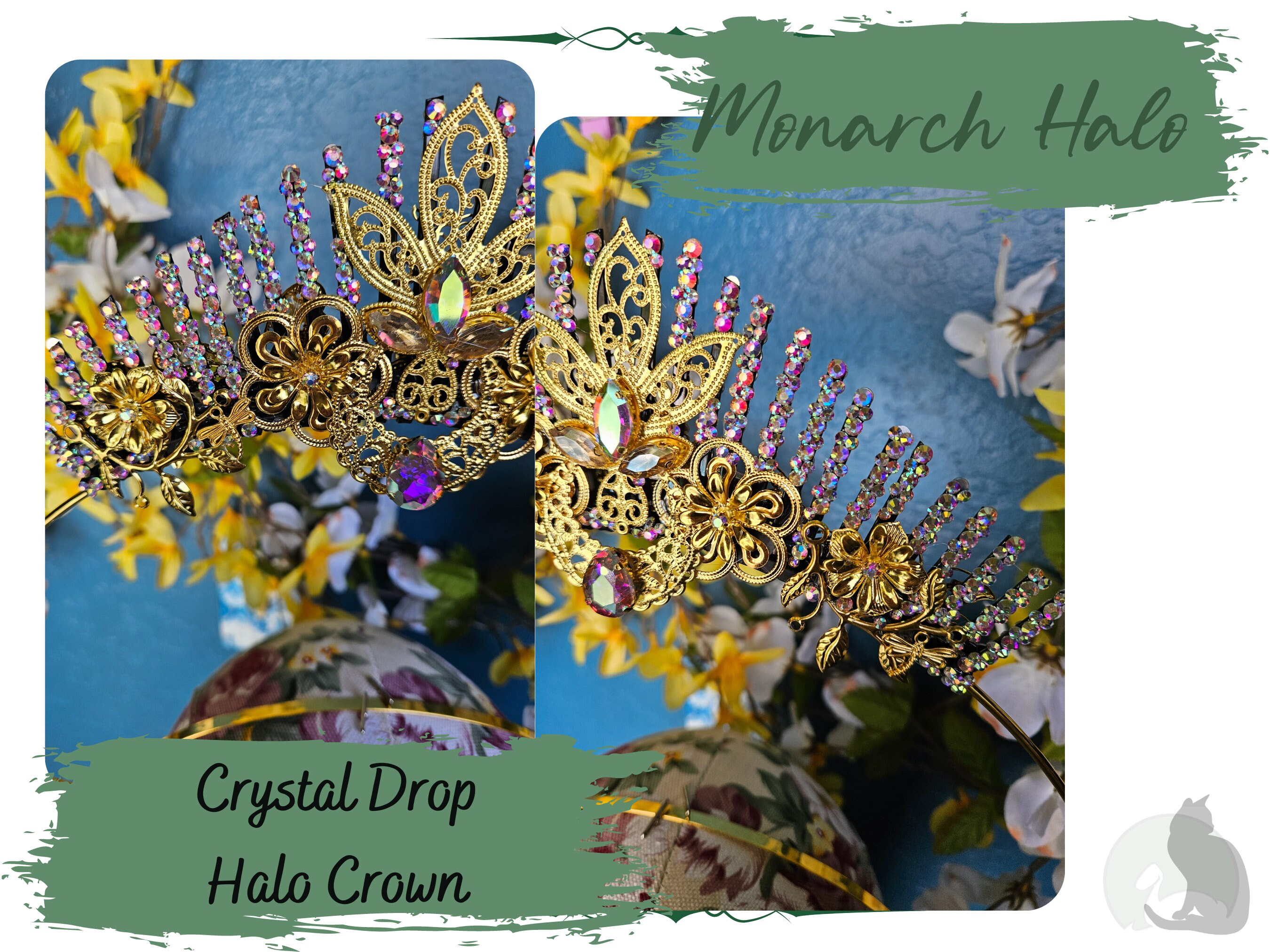 Monarch Halo Crown | Moth Jewelry | Purple and Gold Halo Crown ...